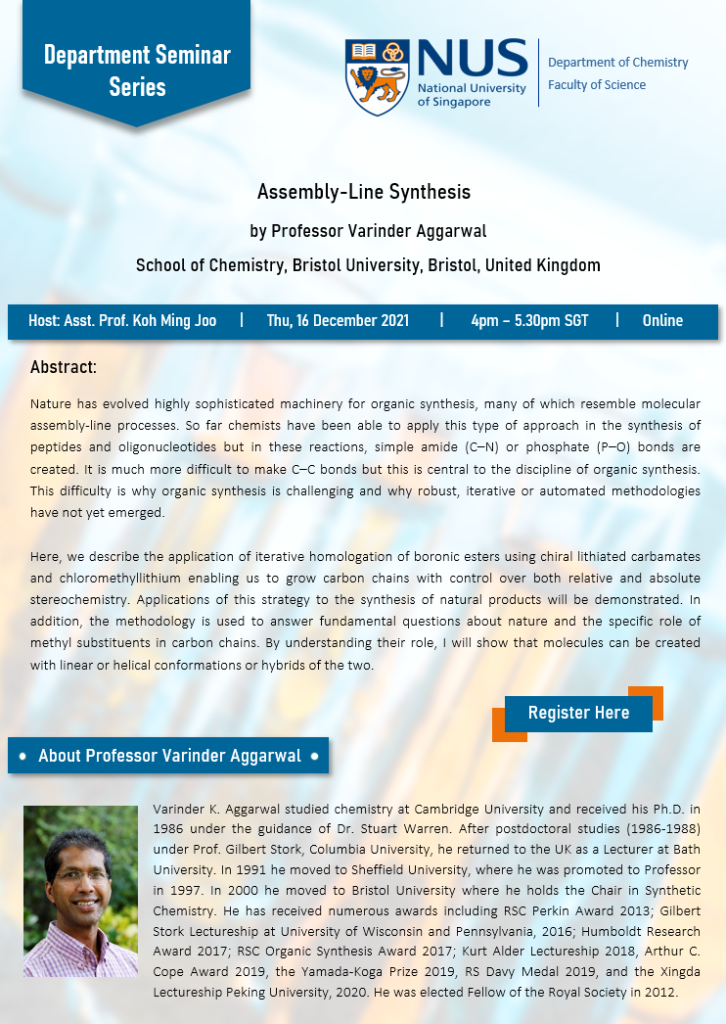 Assembly-Line Synthesis by Professor Varinder Aggarwal from Bristol ...