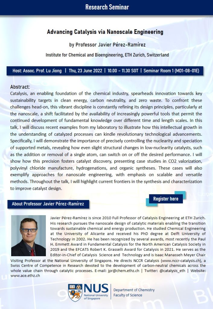 Advancing Catalysis via Nanoscale Engineering by Professor Javier Pérez ...