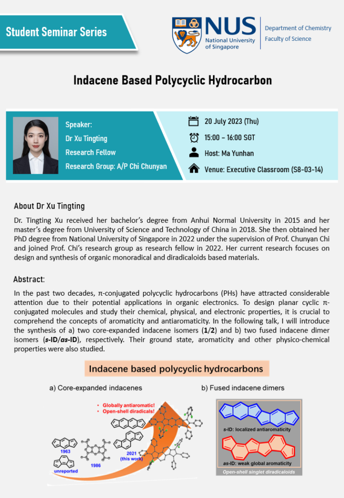 Indacene Based Polycyclic Hydrocarbon by Dr Xu Tingting - NUS Chemistry