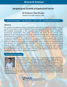 Inequivalent Growth of Equivalent Facets by Professor Chen Hongyu - NUS ...
