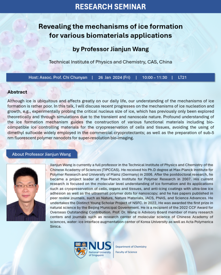 Revealing the mechanisms of ice formation for various biomaterials applications by Professor ...