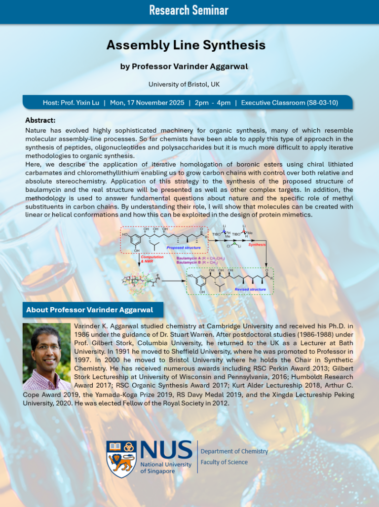 Assembly Line Synthesis by Professor Varinder Aggarwal - NUS Chemistry