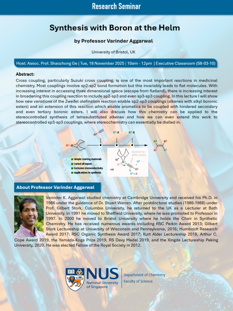 Synthesis with Boron at the Helm by Professor Varinder Aggarwal - NUS ...
