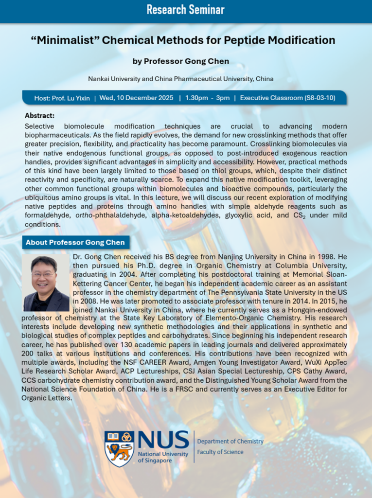 “Minimalist” Chemical Methods for Peptide Modification by Professor ...